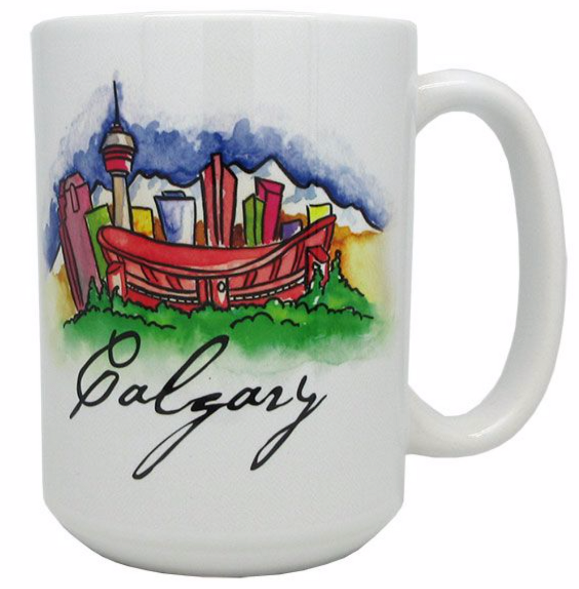 Calgary Watercolour, Calgary, stadium, watercolour, colourful, Calgary ...
