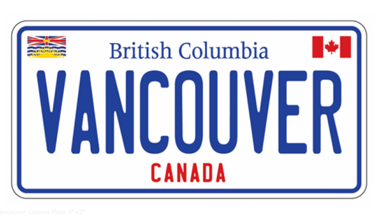 Vancouver License Plate 4"×2" – BIGGLE Souvenirs & Gift Shop